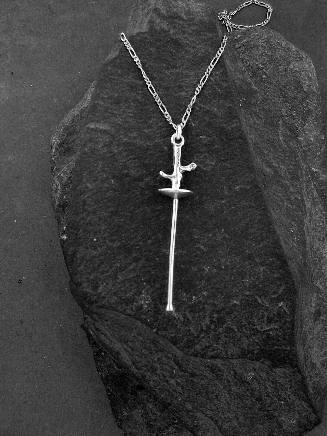 Sterling Silver Fencing Epee Sword Pendant on a Sterling Silver Chain ...