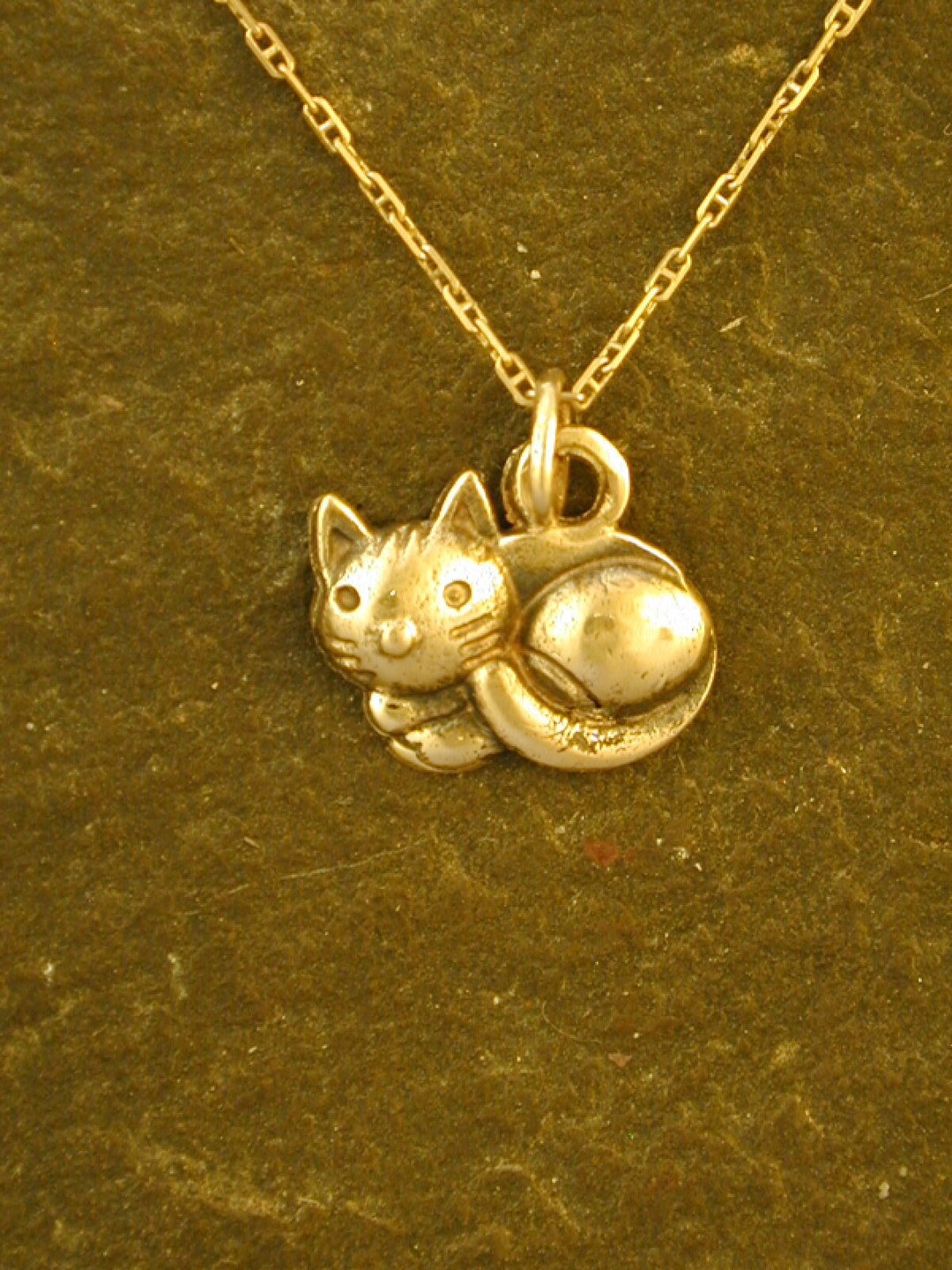 14K Gold Cat Pendant on a 14K Gold Chain - Etsy