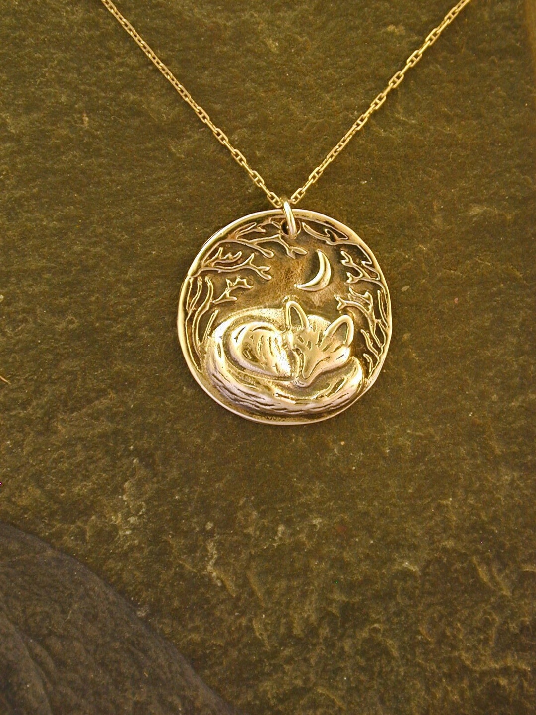14K Gold Fox Pendant on 14K Gold Chain. - Etsy