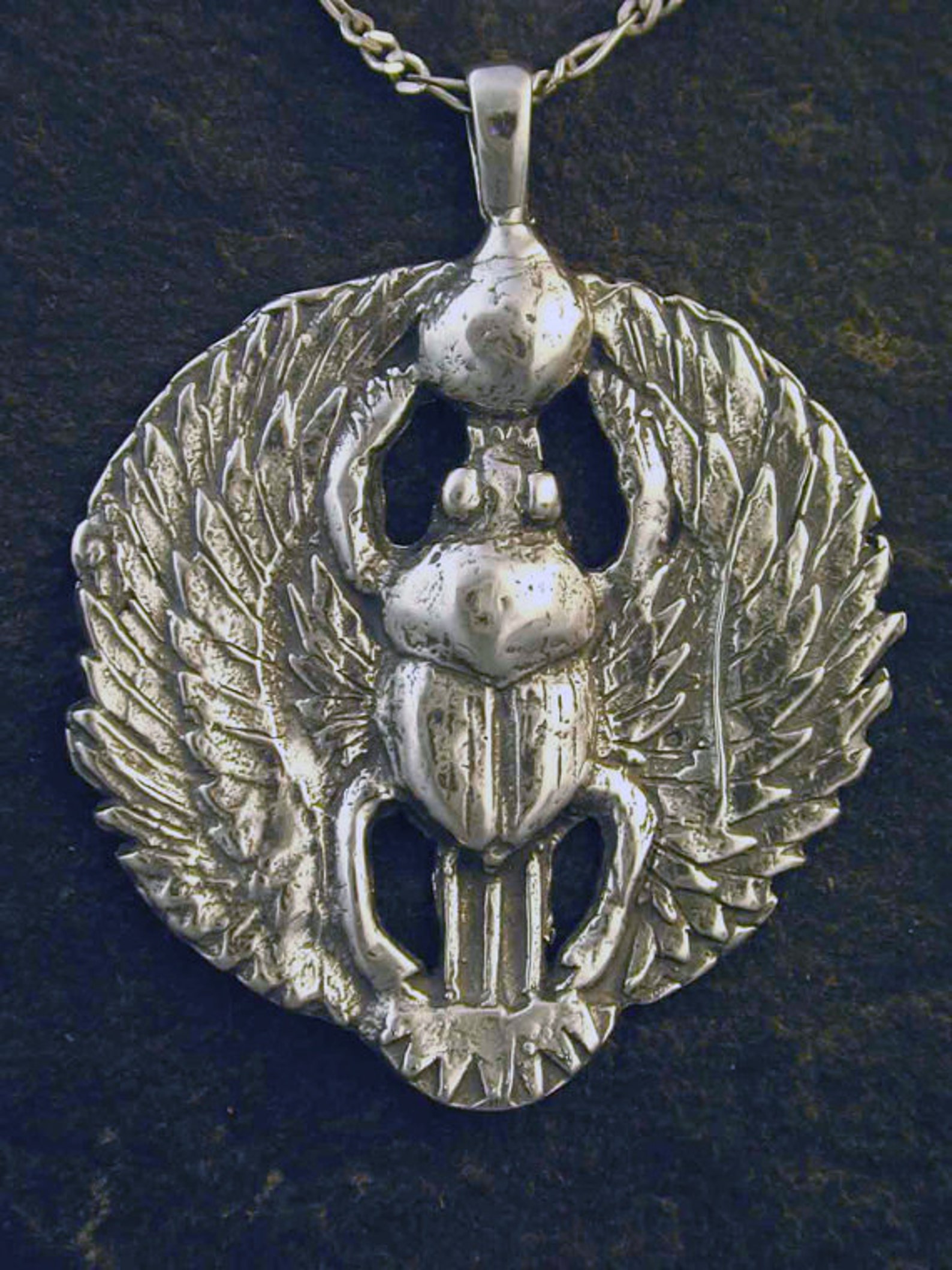 Sterling Silver Large Original Scarab Pendant on a Sterling | Etsy