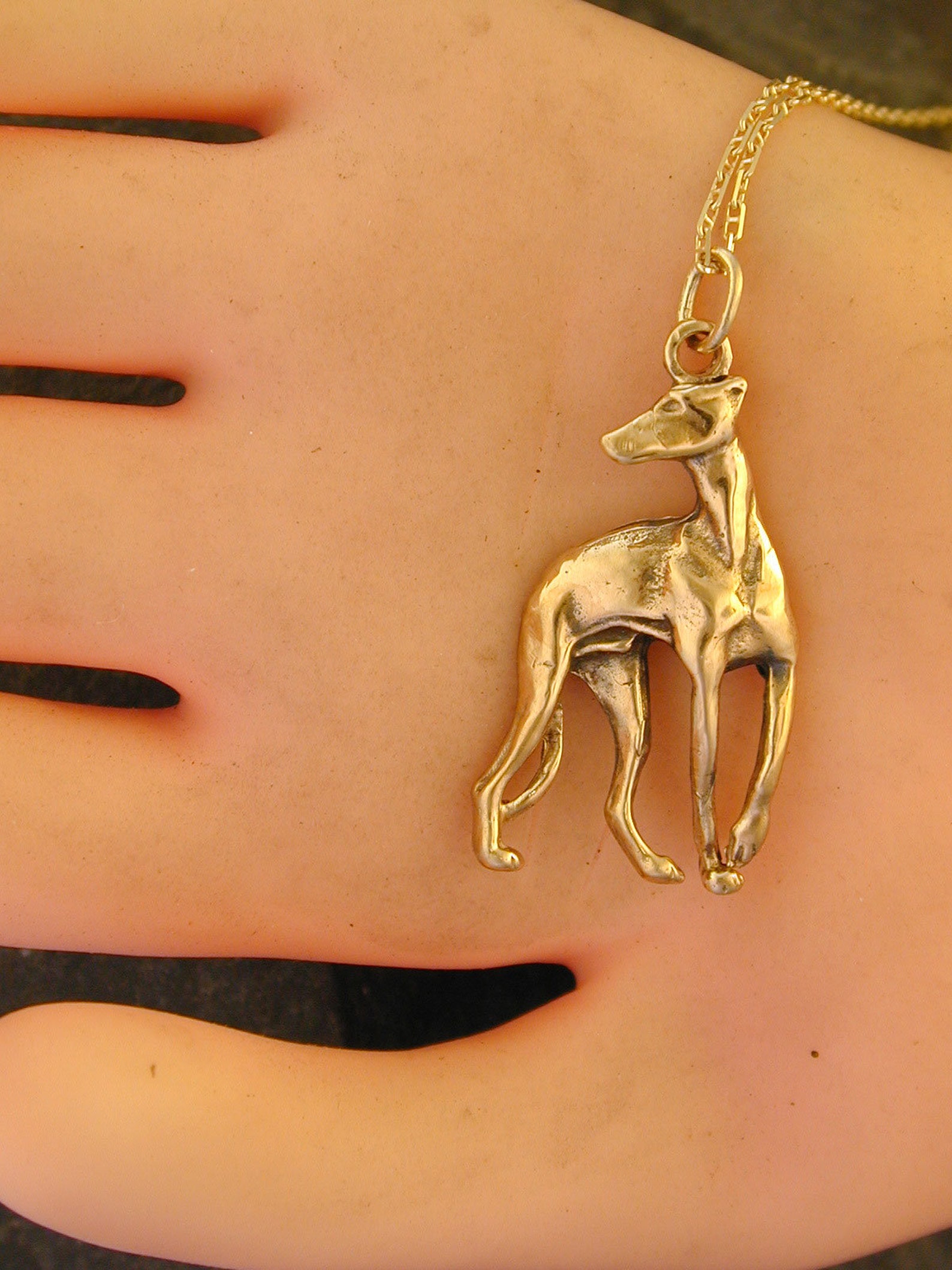 14K Gold Greyhound Dog Pendant on a 14K Gold Chain. | Etsy