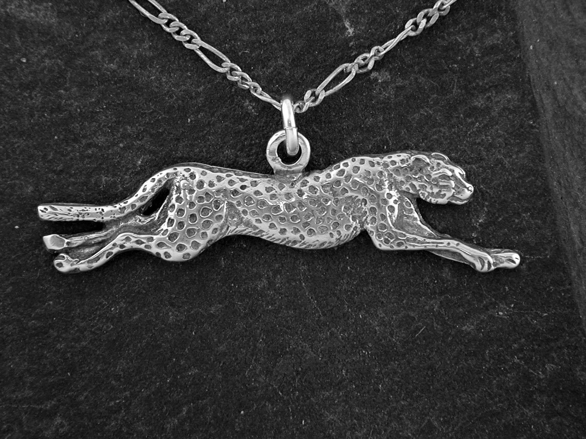 Sterling Silver Running Cheetah Pendant on a Sterling Silver Chain - Etsy