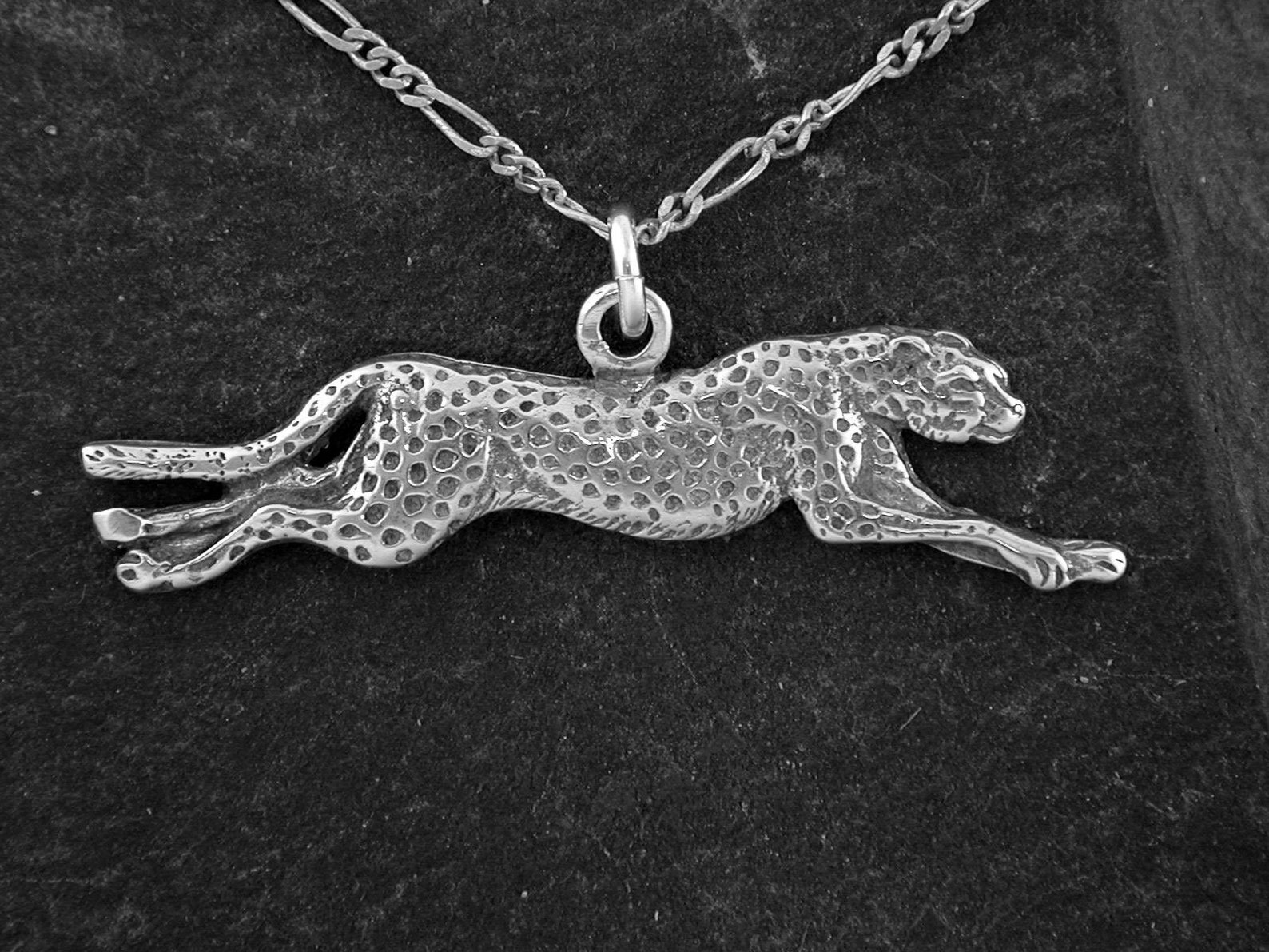Sterling Silver Running Cheetah Pendant on a Sterling Silver - Etsy