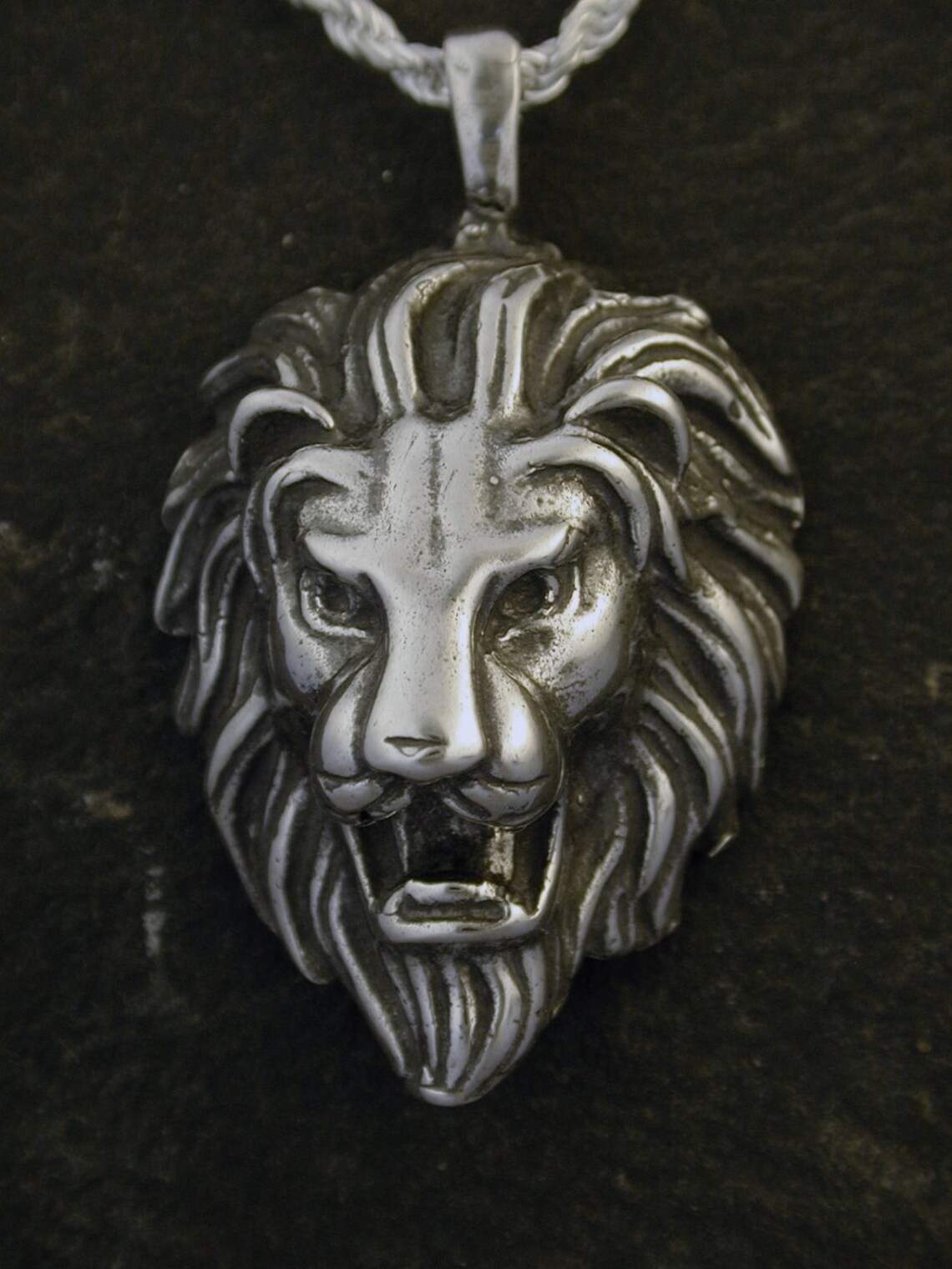 Sterling Silver Lion Head Pendant on a Sterling Silver Chain - Etsy