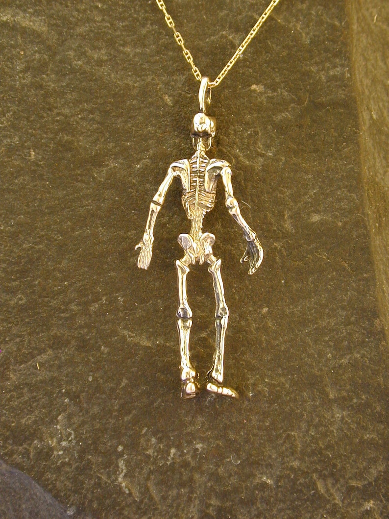 14K Gold Skeleton Pendant on a 14K Gold Chain - Etsy