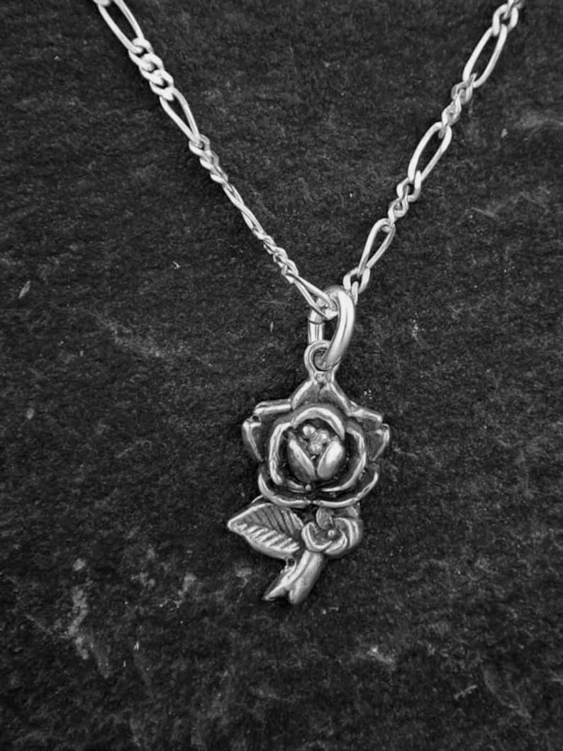 Sterling Silver Rose Pendant on a Sterling Silver Chain - Etsy