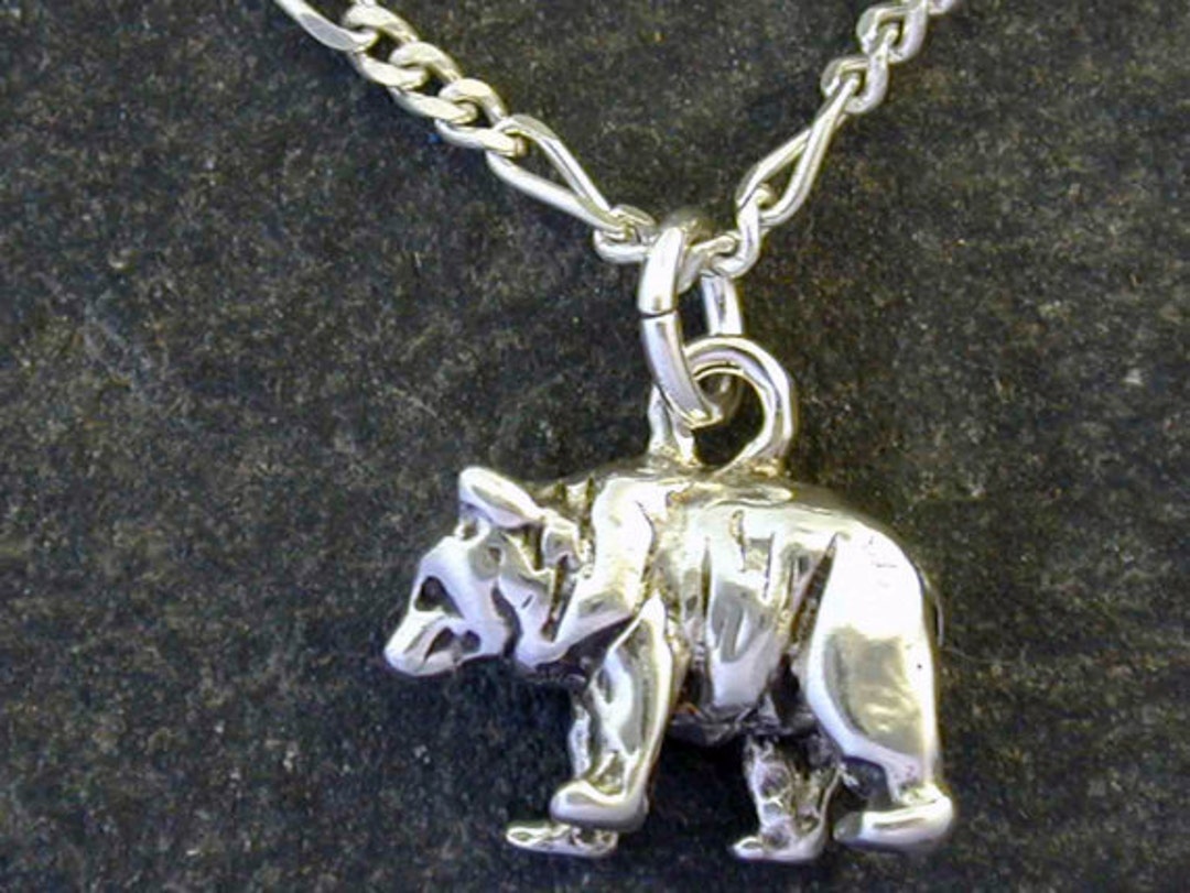 Sterling Silver Bear Pendant on Sterling Silver Chain. - Etsy