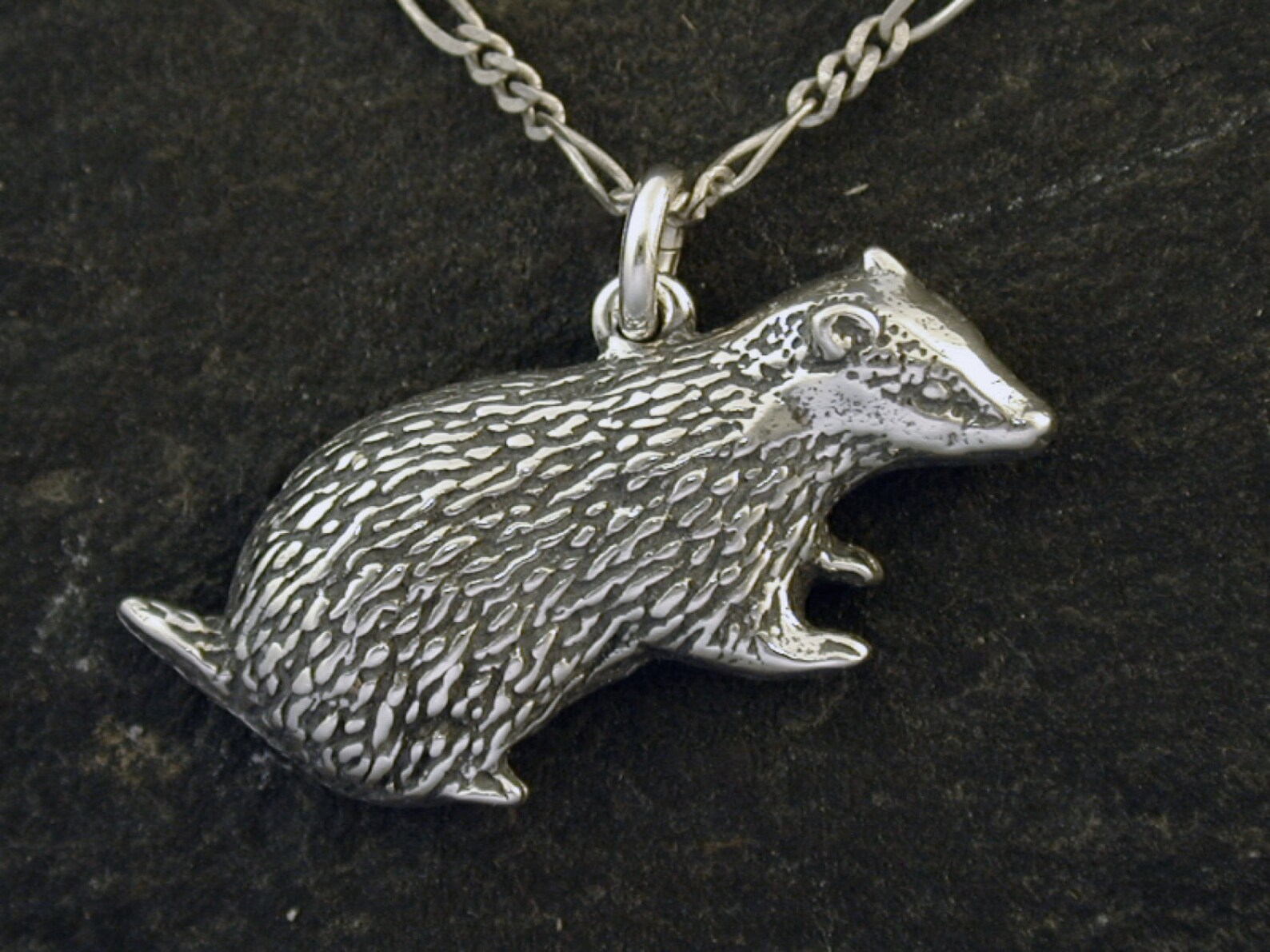 Sterling Silver Badger Pendant on Sterling Silver Chain. | Etsy