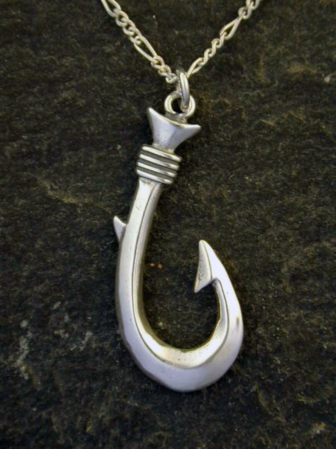 Sterling Silver Hawaiian Fish Hook Pendant on Sterling Silver | Etsy