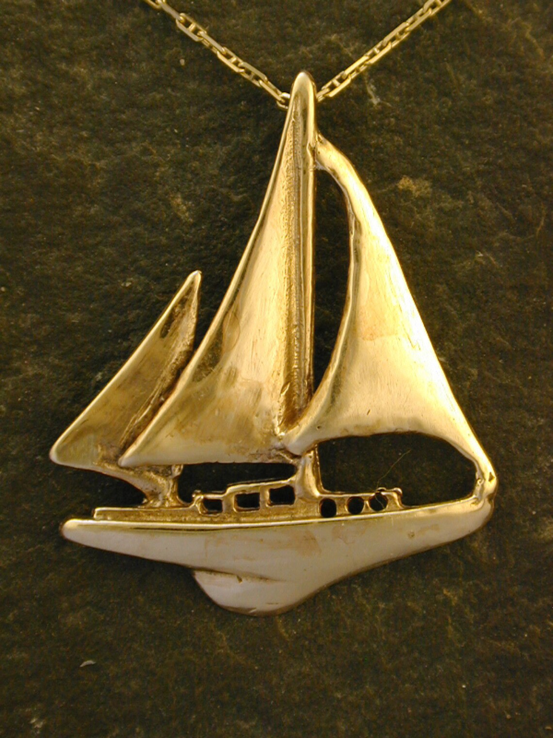 14K Gold Ketch Sailboat Pendant on a 14K Gold Chain - Etsy