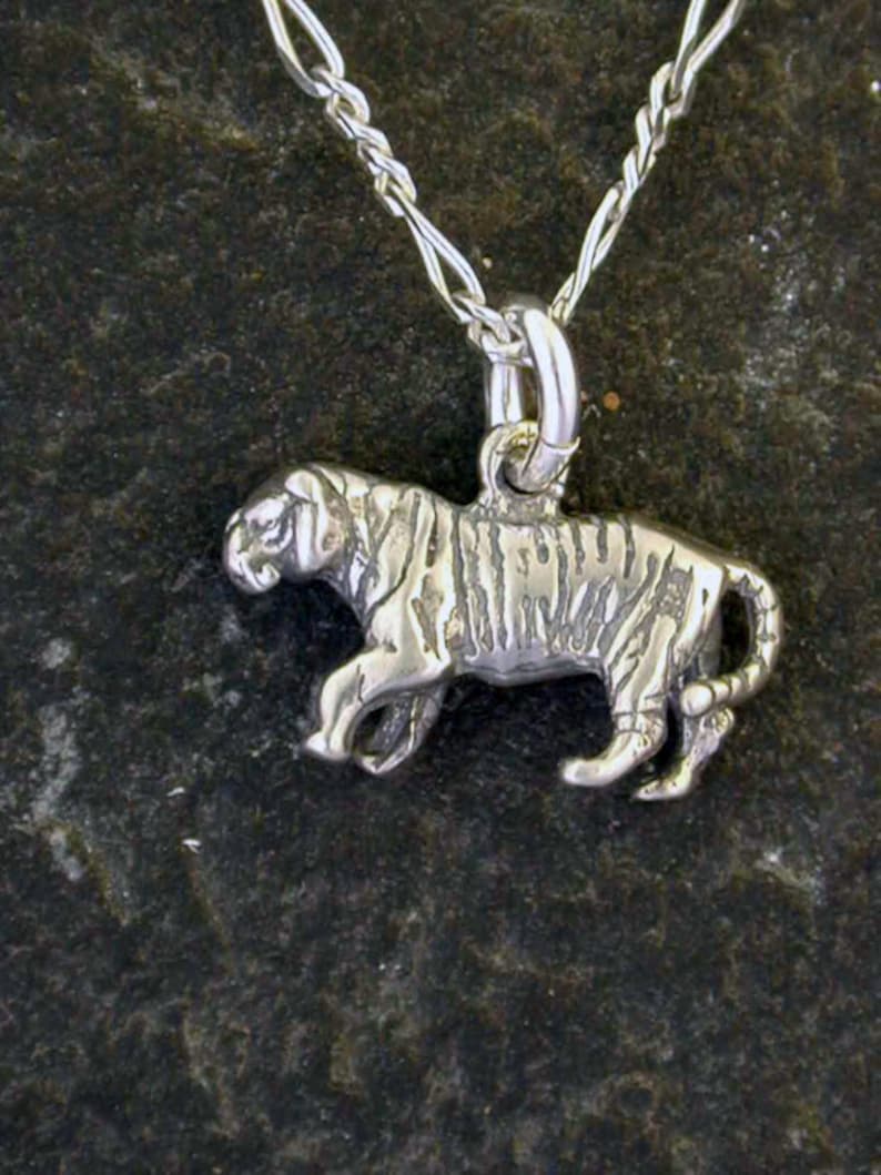 Sterling Silver Tiger Pendant on a Sterling Silver Chain - Etsy