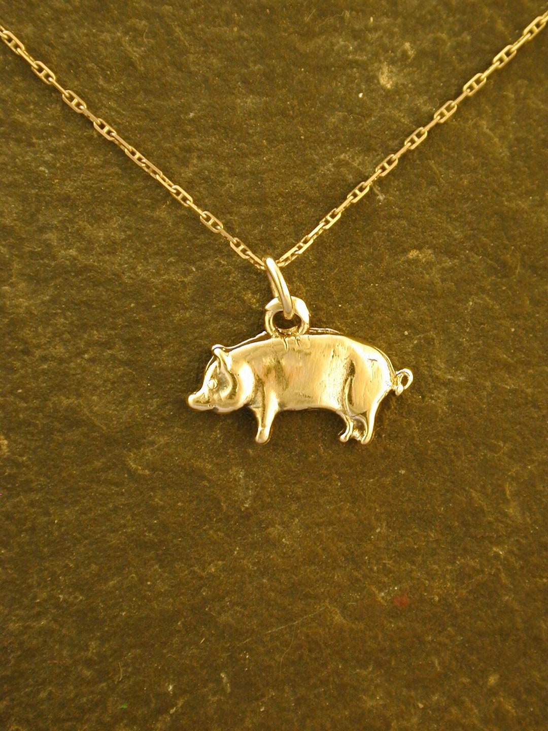 14K Gold Pig Pendant on a 14K Gold Chain. - Etsy