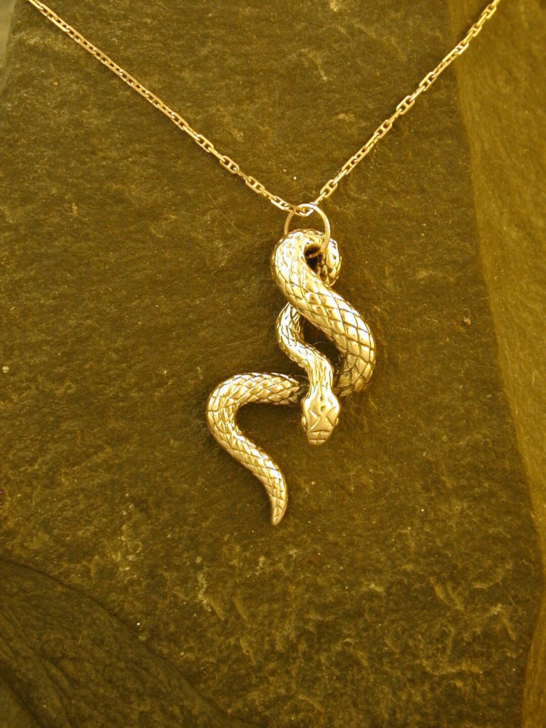 14K Gold Snake Pendant on a 14K Gold Chain - Etsy