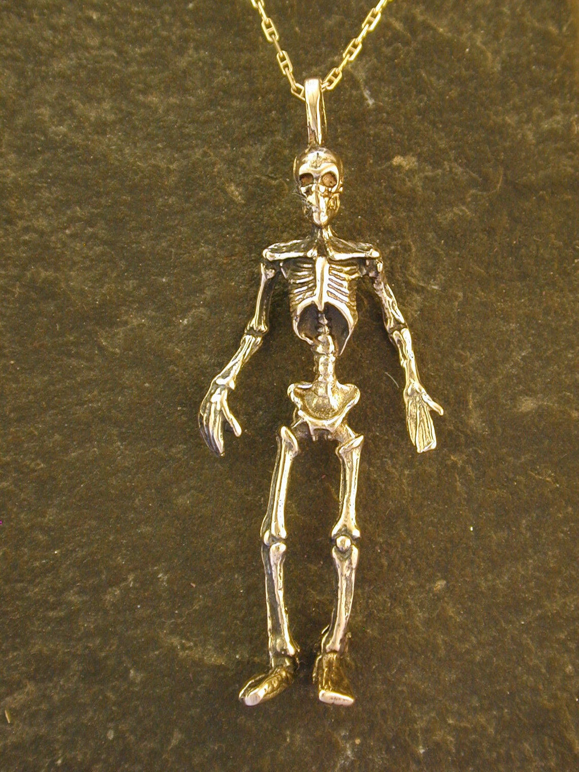 14K Gold Skeleton Pendant on a 14K Gold Chain - Etsy
