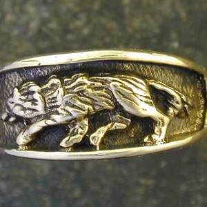 14K Gold Wolf Ring - Etsy