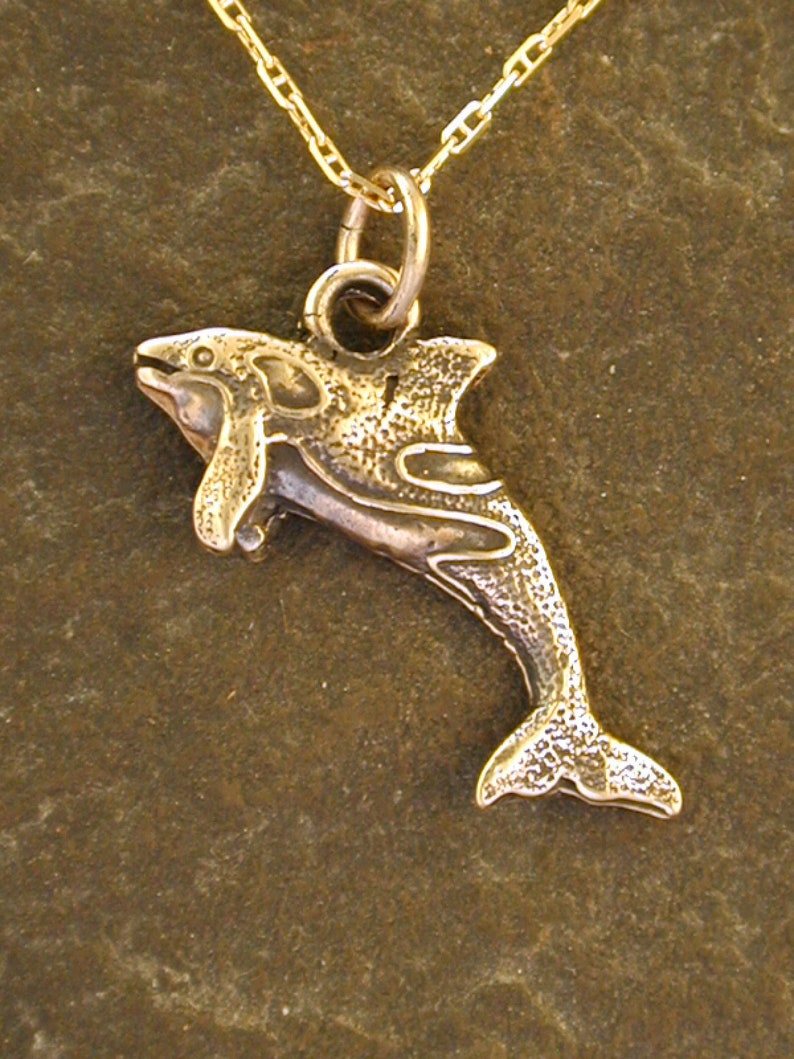 14K Gold Orca Pendant on a 14K Gold Chain | Etsy