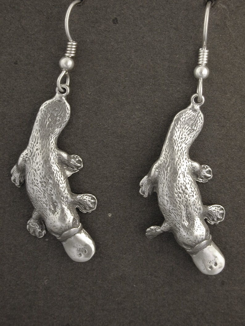 Sterling Silver Duck Billed Platypus Earrings on Heavy Sterling Silver ...