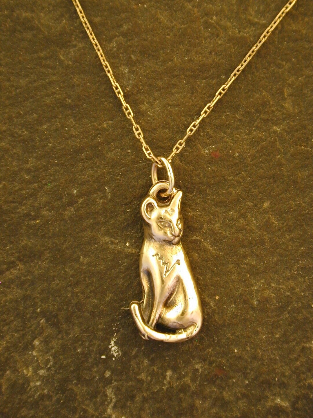 14K Gold Cat Pendant on a 14K Gold Chain - Etsy