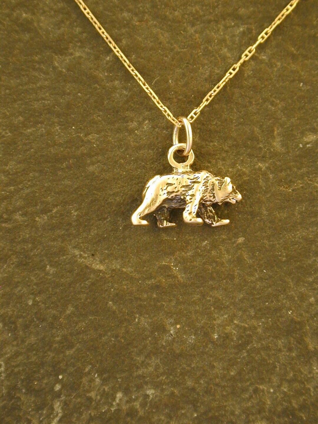 14K Gold Bear Pendant on a 14K Gold Chain. - Etsy