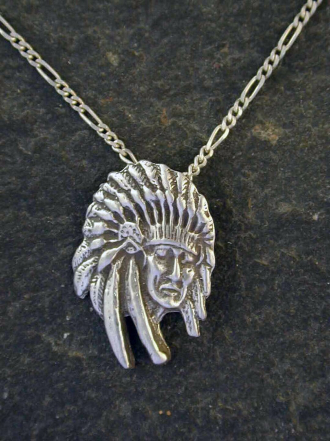 Sterling Silver Indian Chief Pendant on Sterling Silver Chain. - Etsy