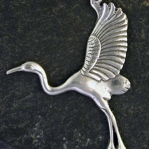 Sterling Silver Crane Pendant on a Sterling Silver Chain. - Etsy