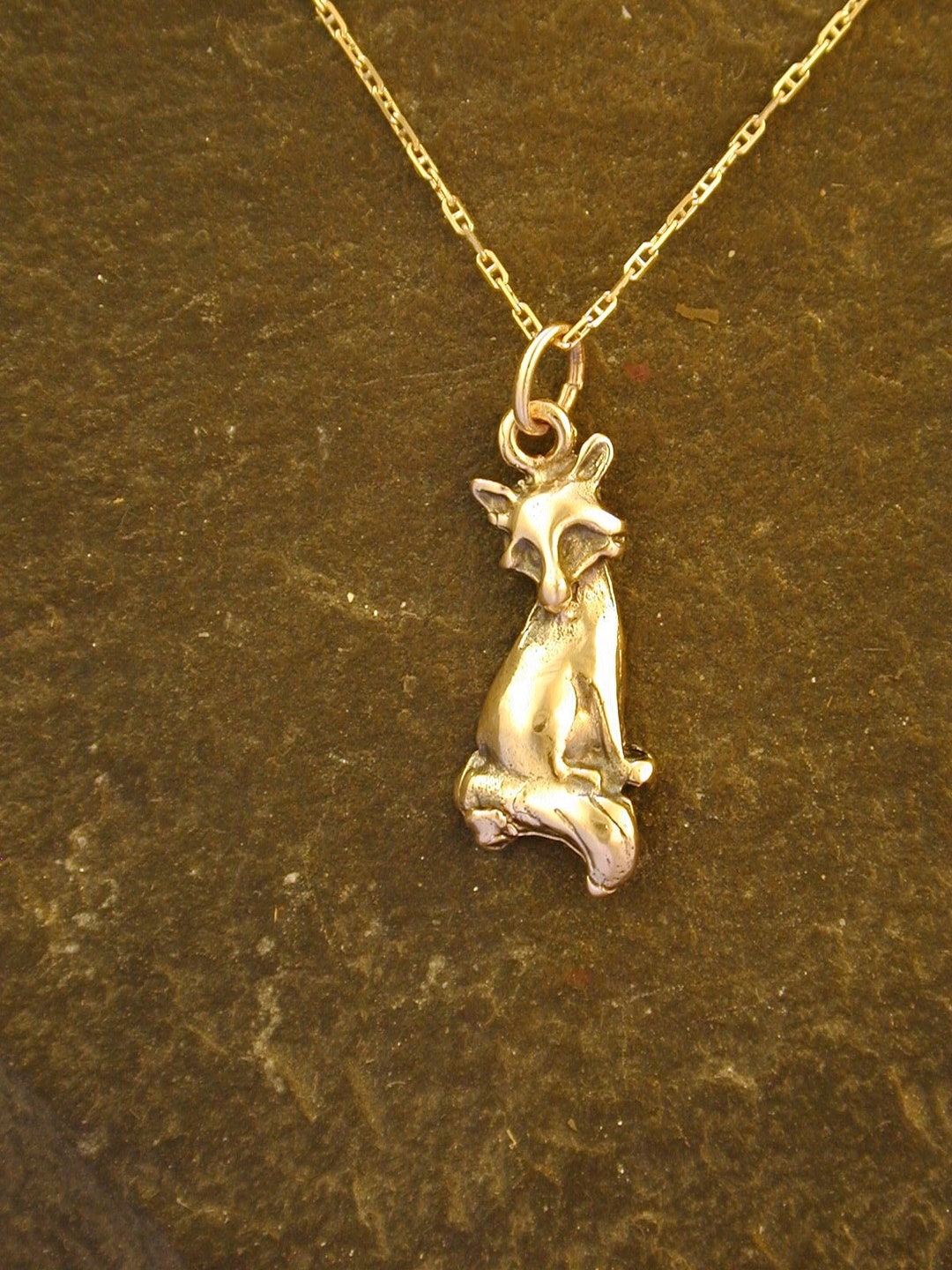 14K Gold Fox Pendant on a 14K Gold Chain. - Etsy