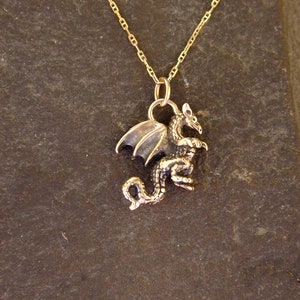 14K Gold Dragon Pendant With 14K Gold Chain - Etsy