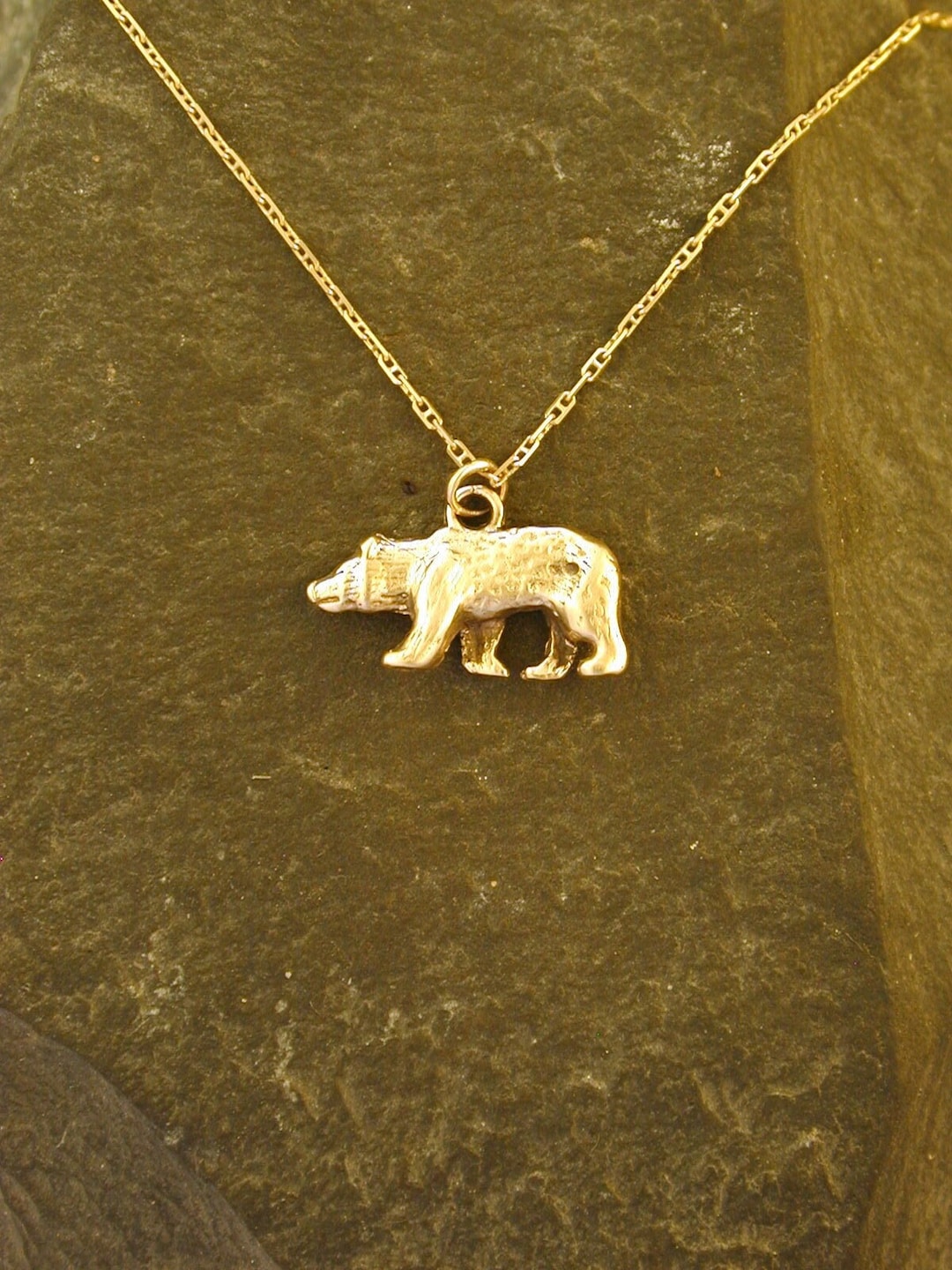 14K Gold Bear Pendant on a 14K Gold Chain. - Etsy