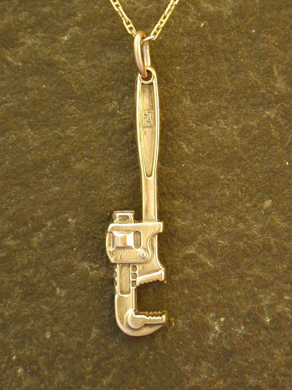 14K Gold Pipe Wrench Pendant on a 14K Gold Chain - Etsy