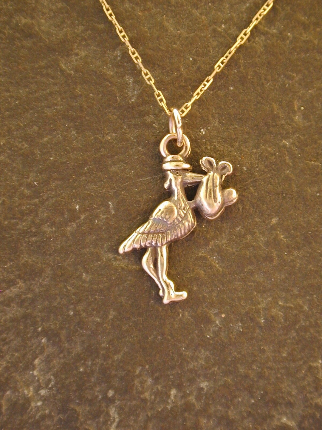 14K Gold Stork and Baby Pendant on a 14K Gold Chain. - Etsy