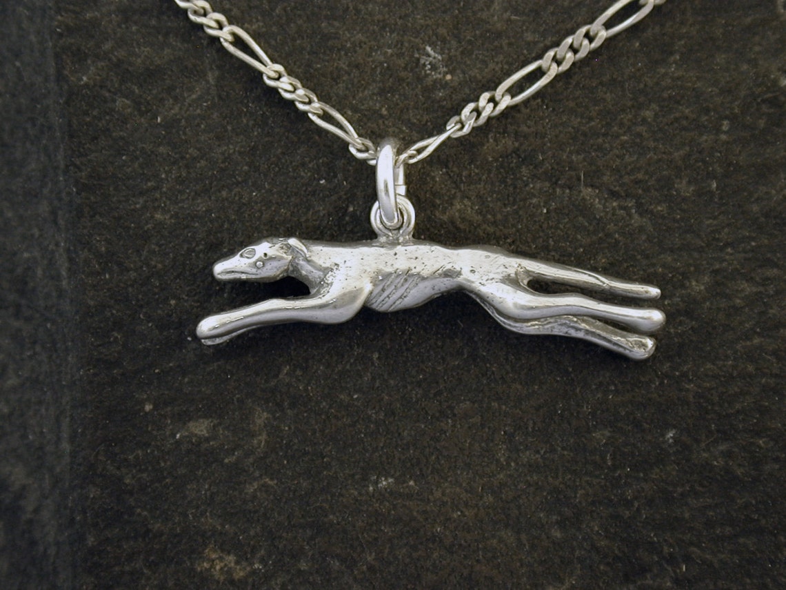 Sterling Silver Greyhound Dog Pendant on a Sterling Silver - Etsy