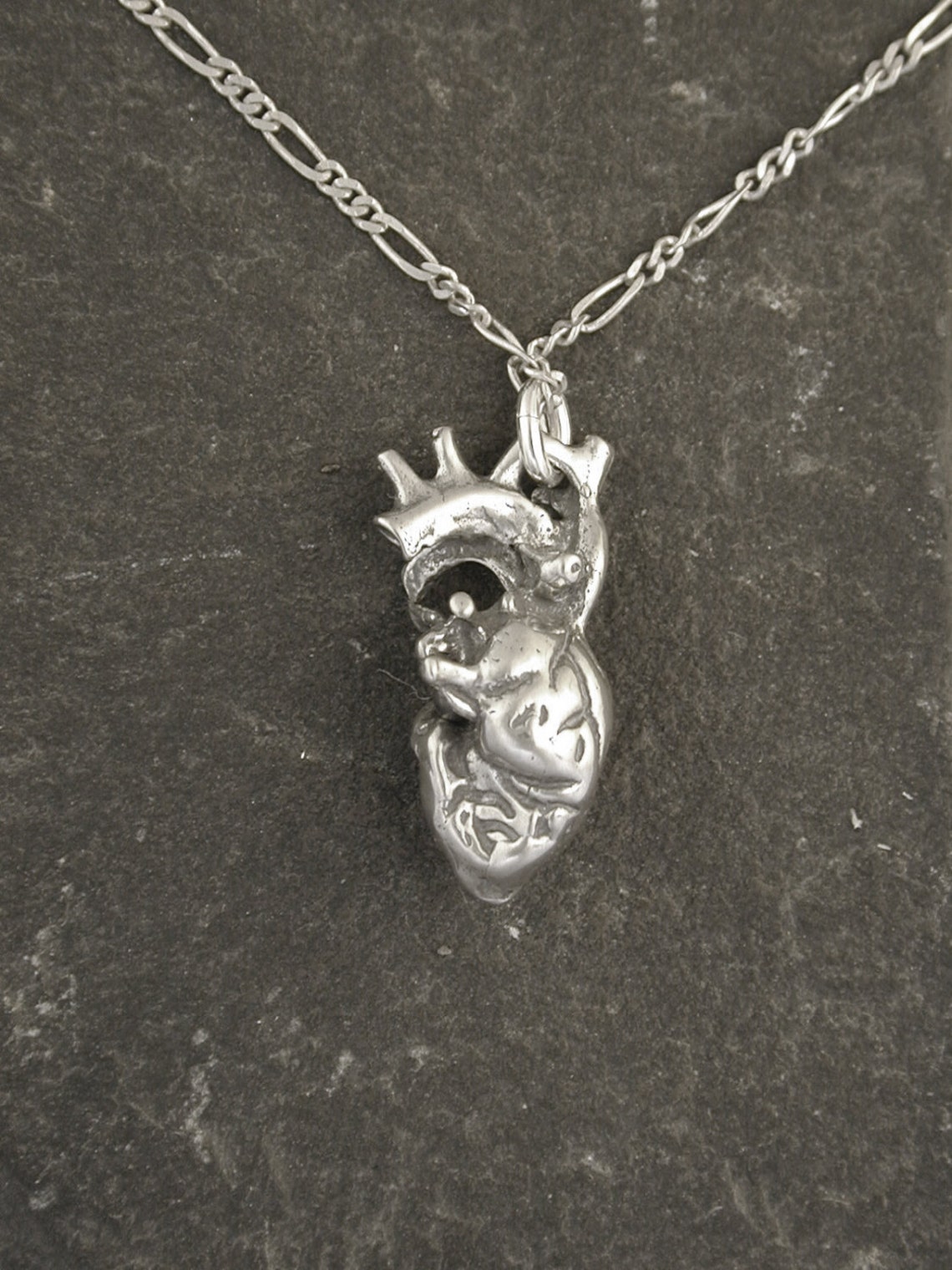 Sterling Silver Human Heart Pendant on a Sterling Silver Chain. - Etsy