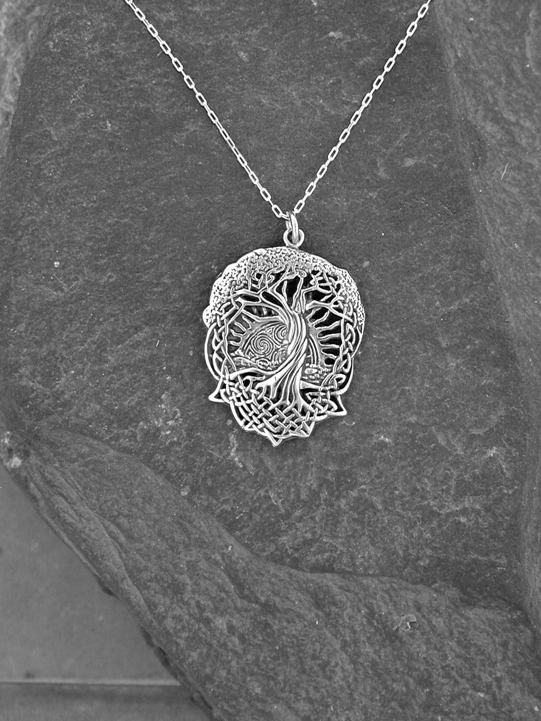 14K White Gold Celtic Tree of Life Pendant on a 14K White Gold Chain - Etsy