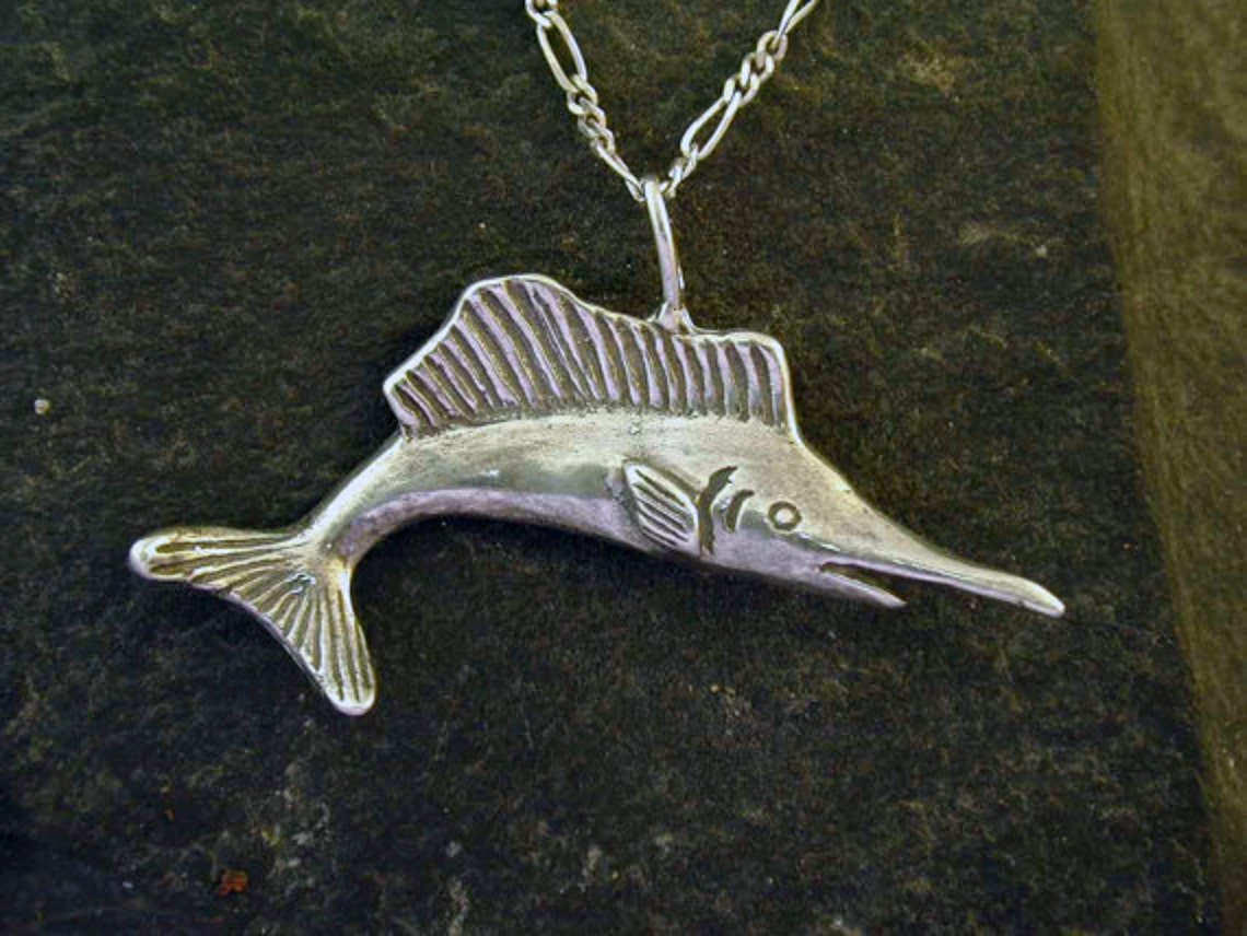 Sterling Silver Sailfin Marlin Pendant on a Sterling Silver - Etsy