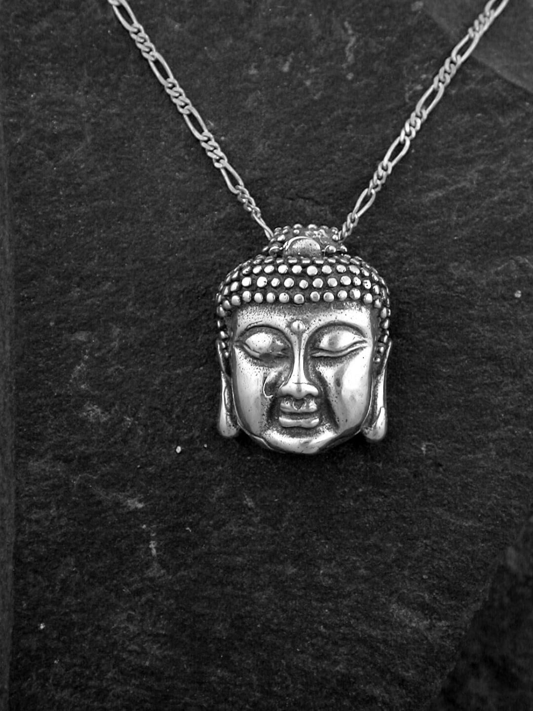 Sterling Silver Buddha Head Pendant on a Sterling Silver Chain. - Etsy