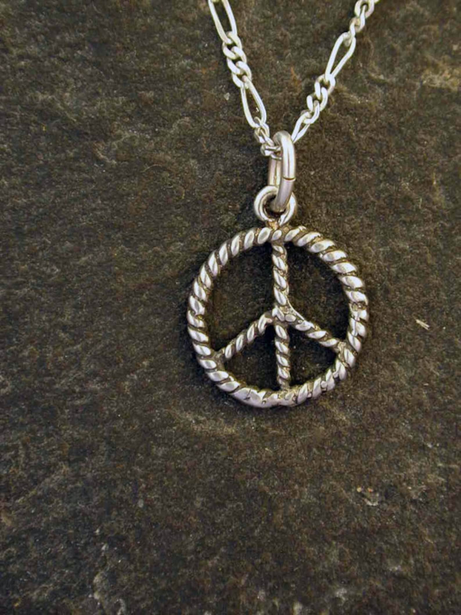 Sterling Silver Peace Sign Pendant on a Sterling Silver Chain - Etsy
