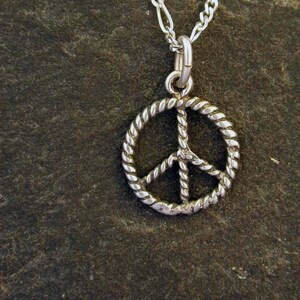 Sterling Silver Peace Sign Pendant on a Sterling Silver Chain - Etsy