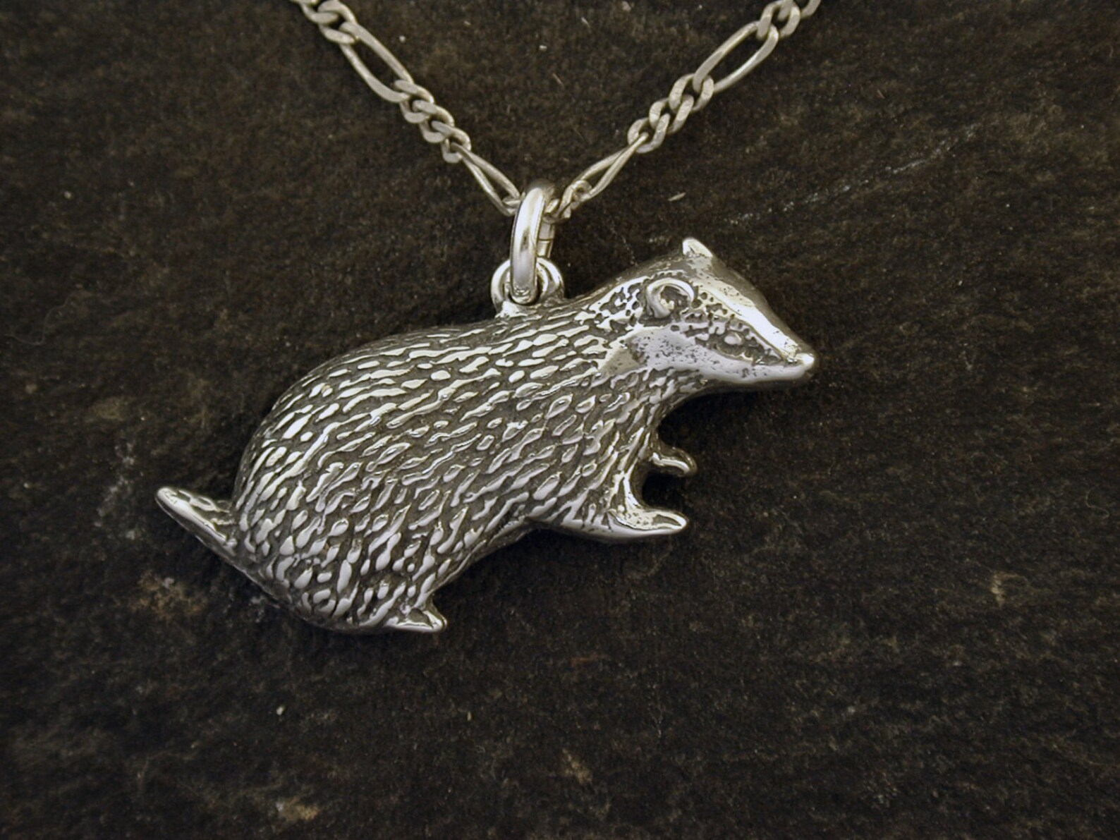 Sterling Silver Badger Pendant on Sterling Silver Chain. | Etsy