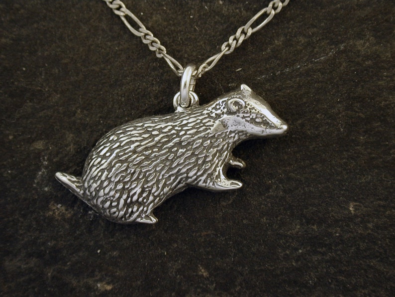 Sterling Silver Badger Pendant on Sterling Silver Chain. - Etsy