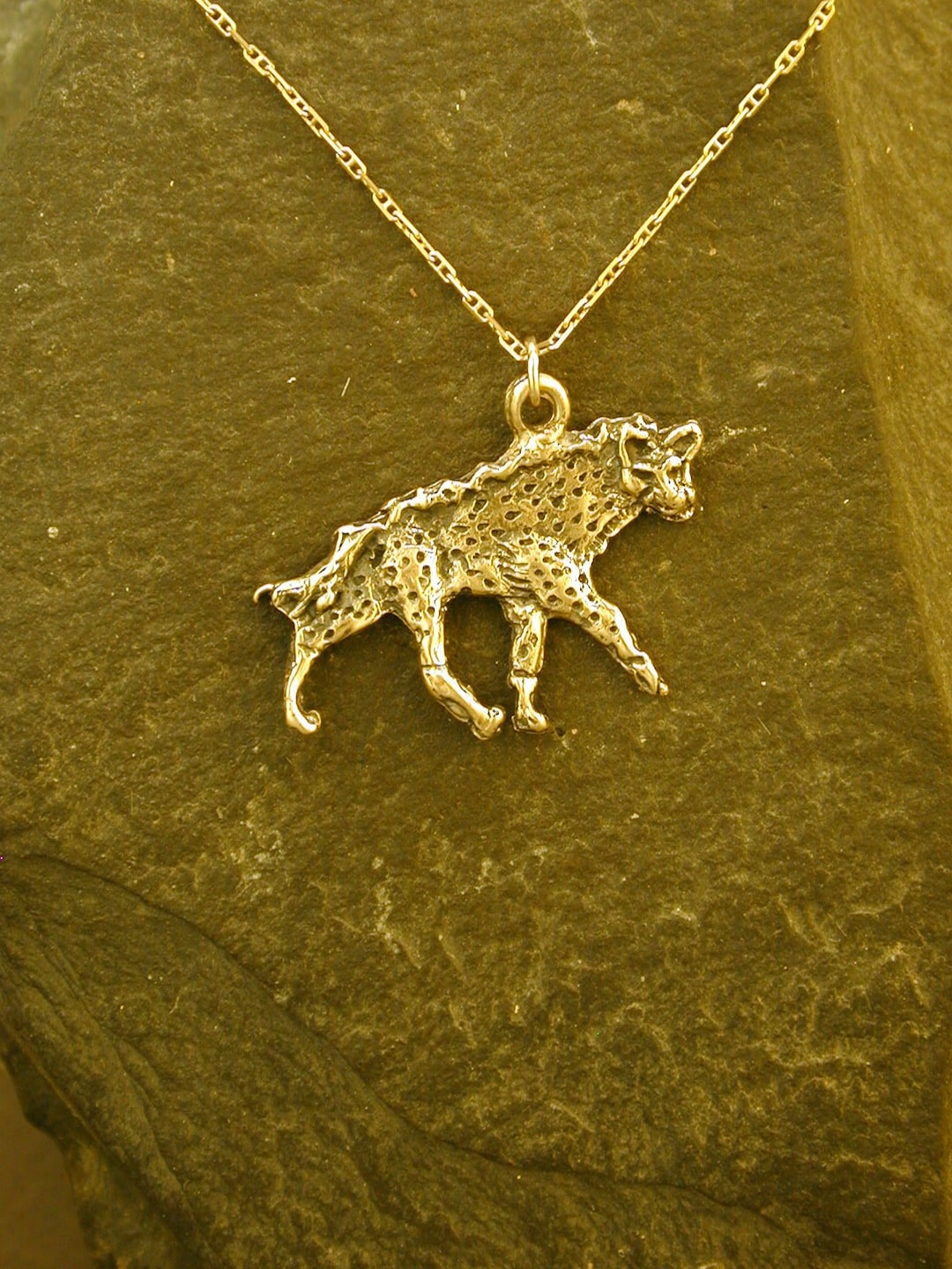 14K Gold Hyena Pendant on a 14K Gold Chain - Etsy