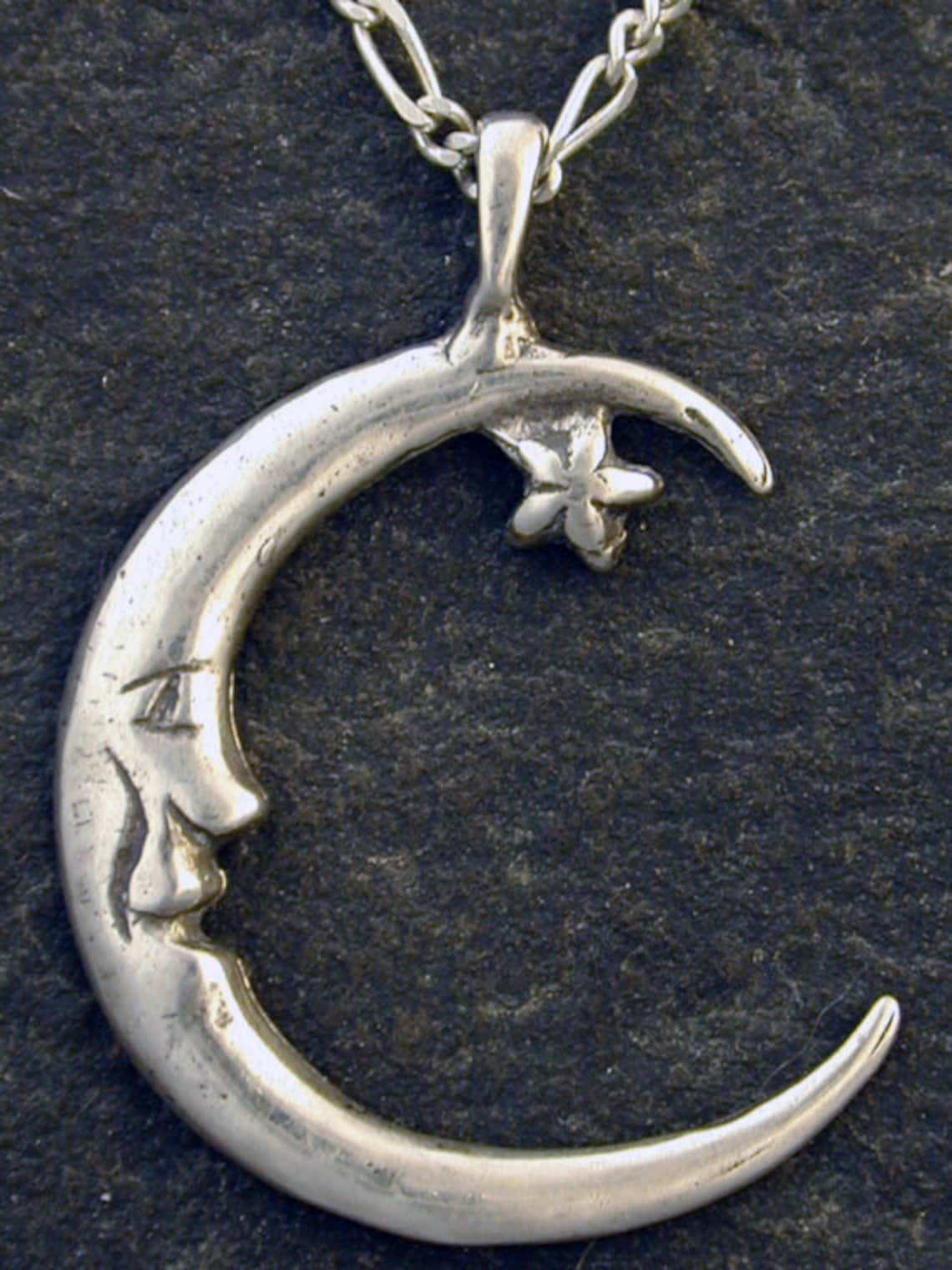Sterling Silver Moon and Star Pendant on Sterling Silver Chain. - Etsy