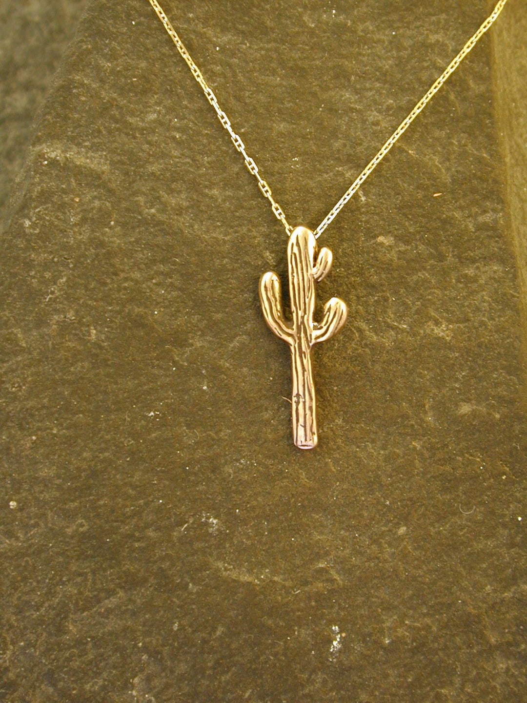 14K Gold Saguaro Cactus Pendant on a 14K Gold Chain - Etsy
