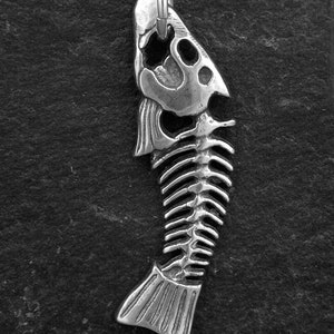 Sterling Silver Fish Skeleton Pendant on Sterling Silver Chain. - Etsy