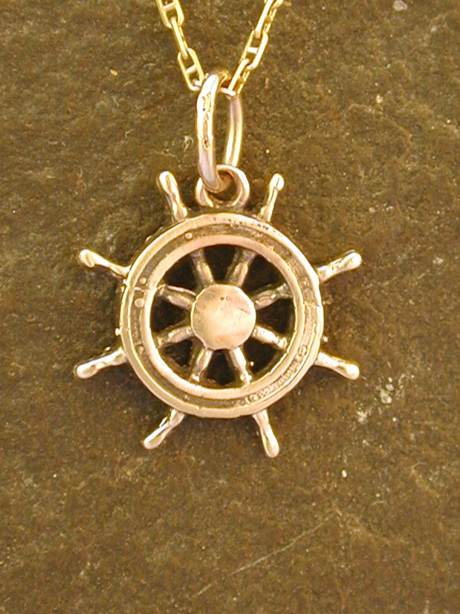 14K Gold Ships Wheel Helm Pendant on 14K Gold Chain. - Etsy