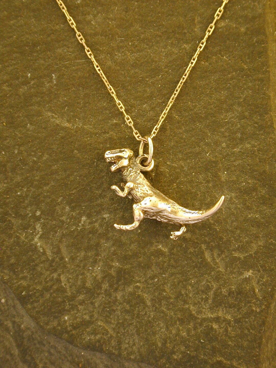 14K Gold Tyrannosaurus Rex Dinosaur Pendant on 14K Gold Chain. - Etsy