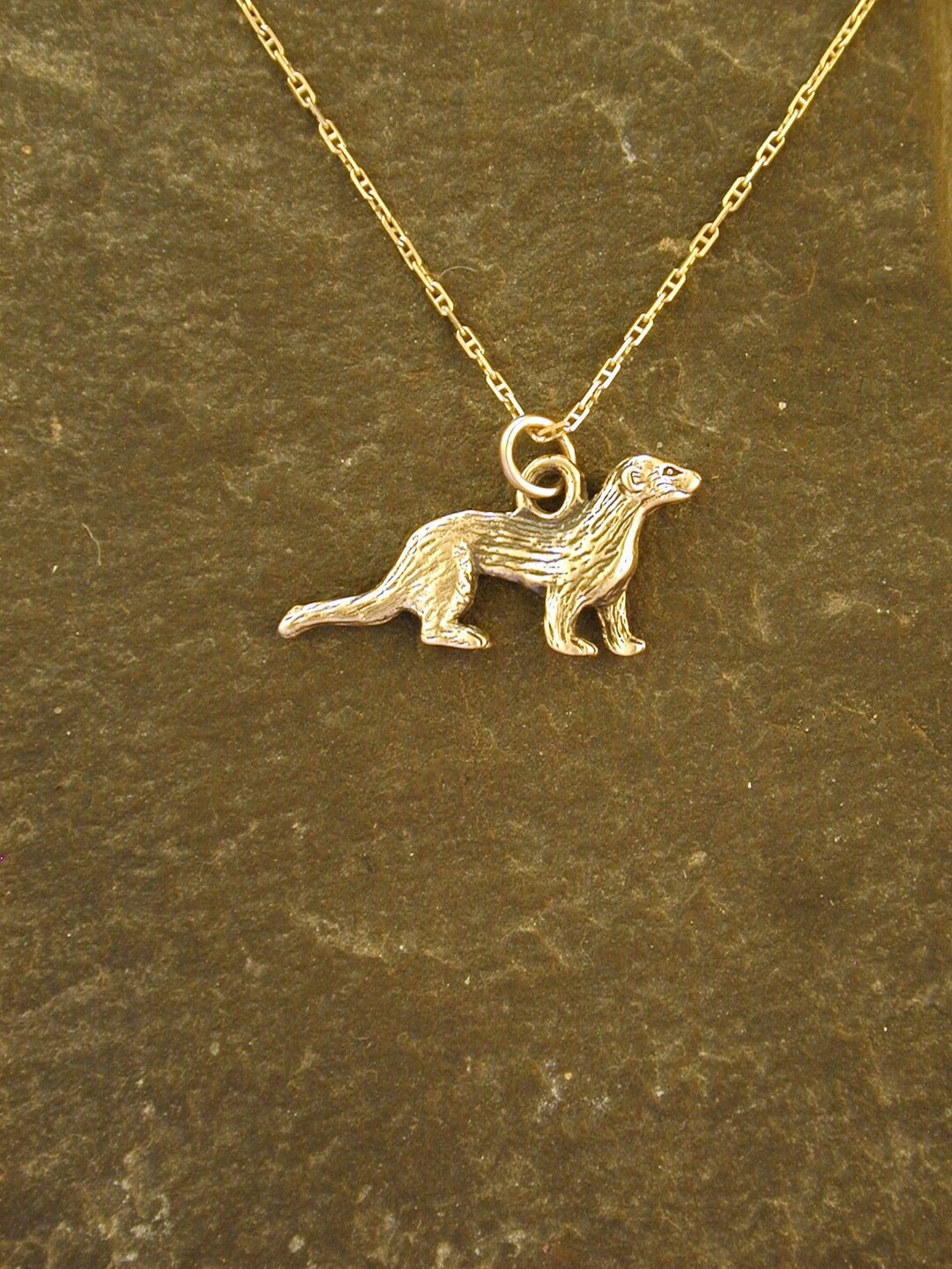 14K Gold Weasel Pendant on a 14K Gold Chain. - Etsy