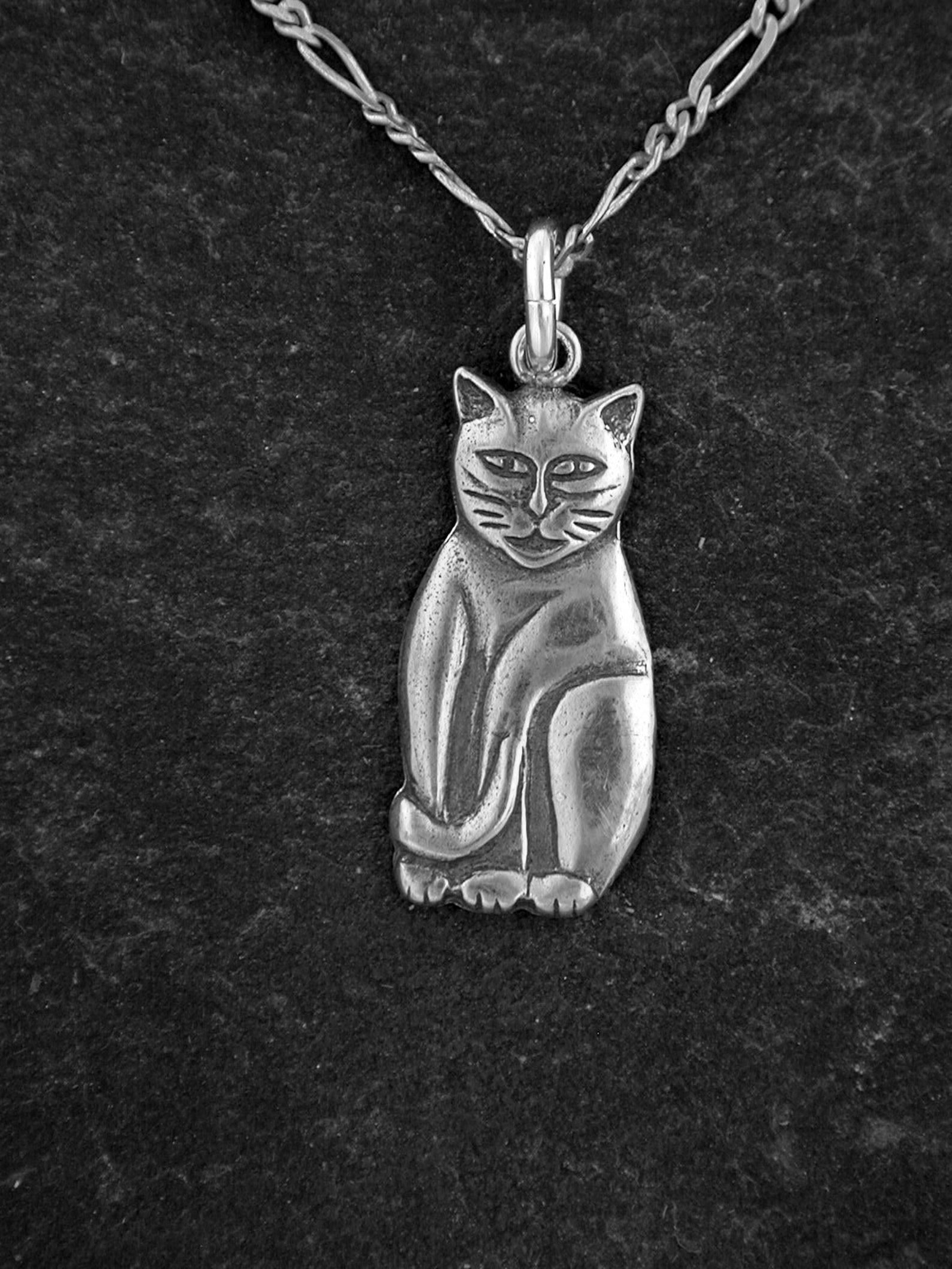 Sterling Silver Cat Pendant on Sterling Silver Chain. - Etsy