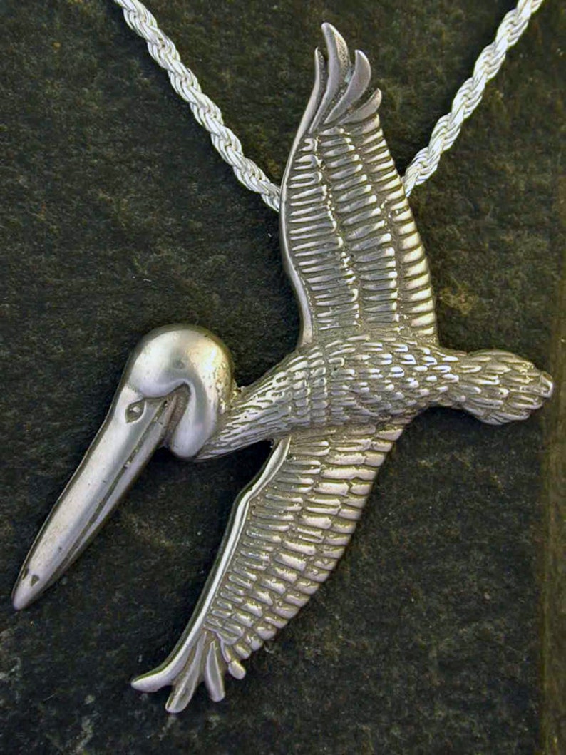 Sterling Silver Large Flying Pelican on a Sterling Silver Chain - Etsy