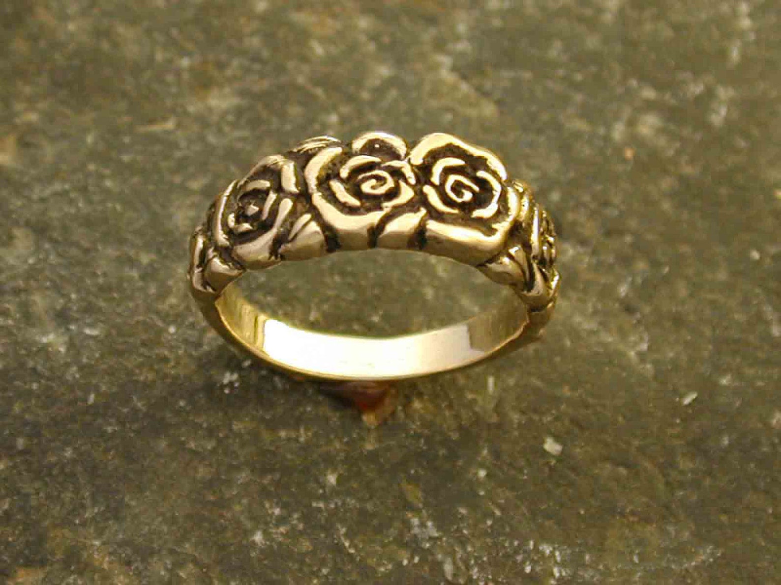 14K Gold Rose Ring Band - Etsy