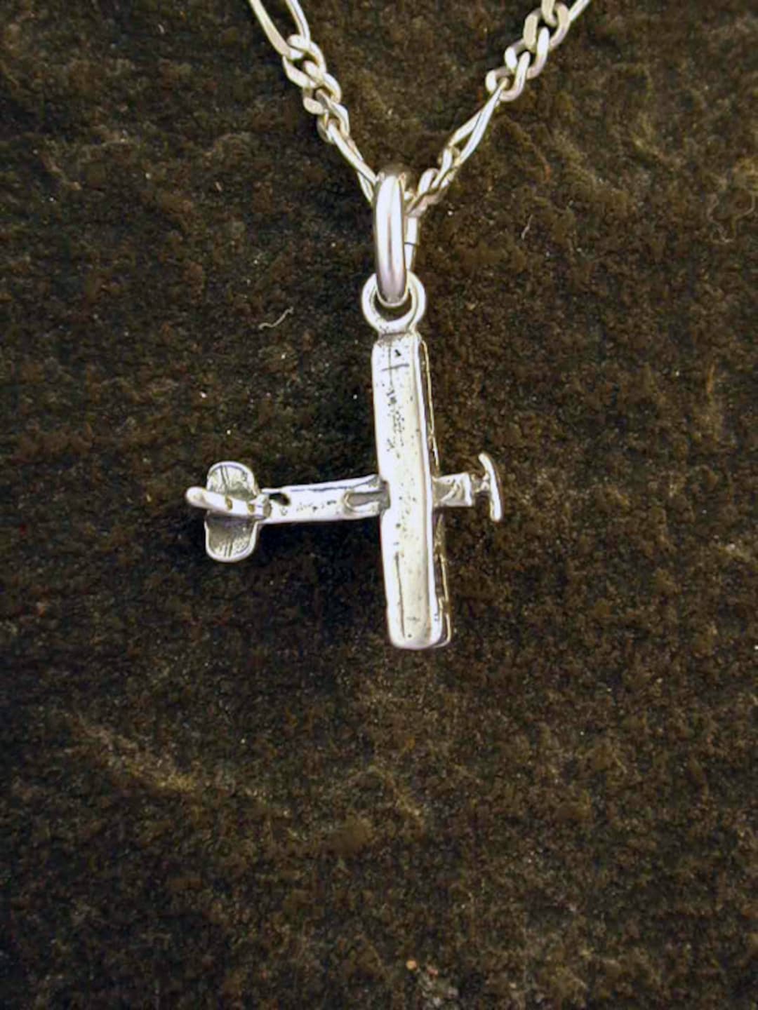 Sterling Silver Biplane Airplane Pendant on a Sterling Silver Chain - Etsy